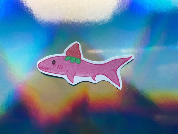 Strawberry Shark Sticker Cute Pink Shark Original Design - Etsy