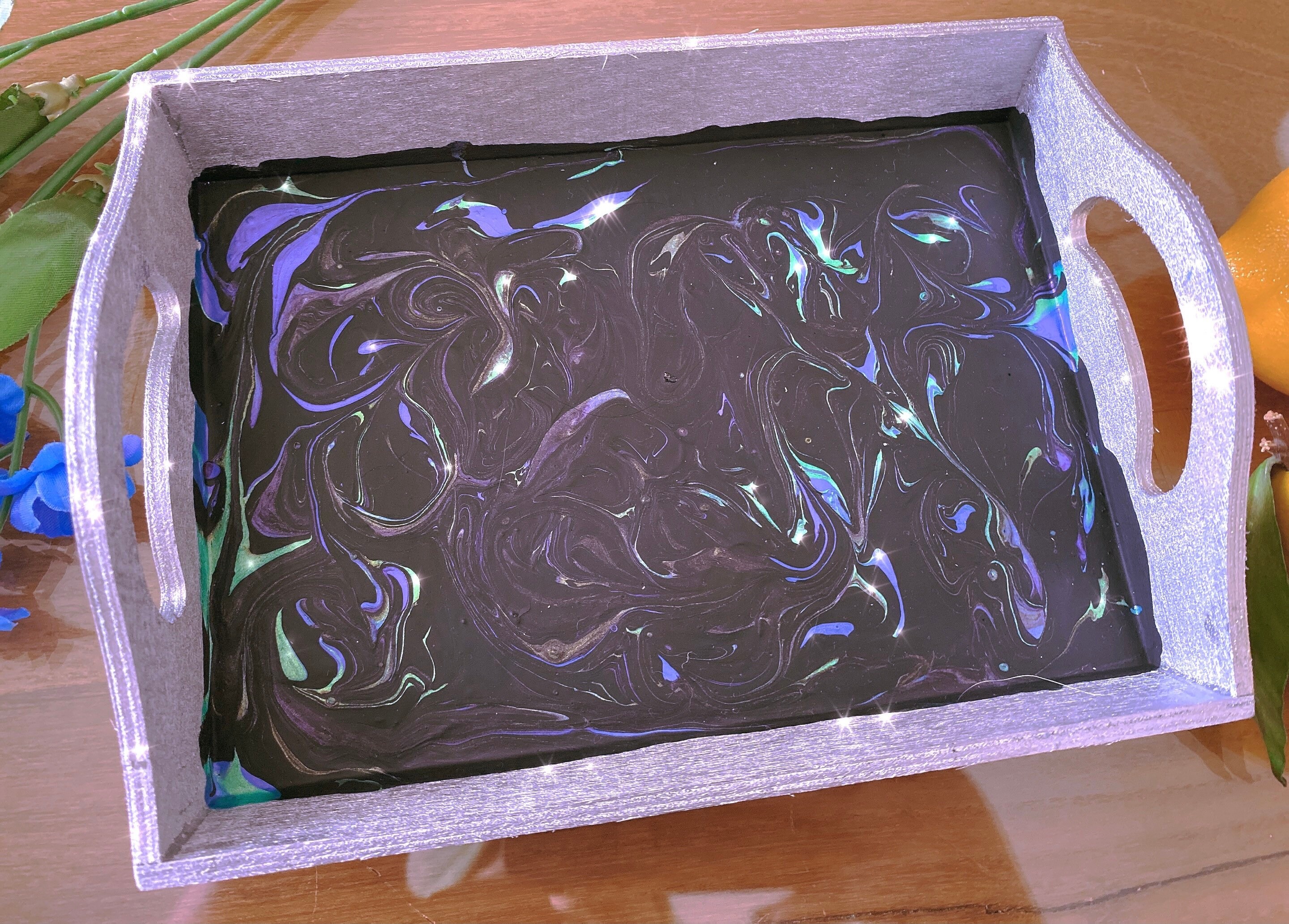 Galactic Space Tray Wooden Cute Abstract Hand Painted Tin - Etsy