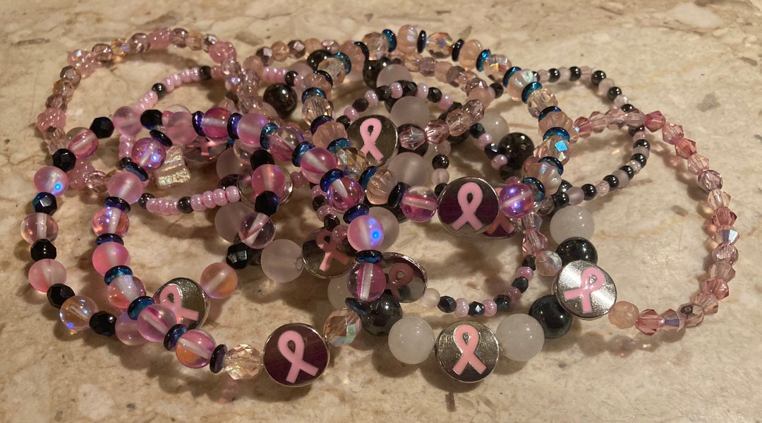 Breast Cancer Awareness Pink Ribbon Bracelets - Etsy