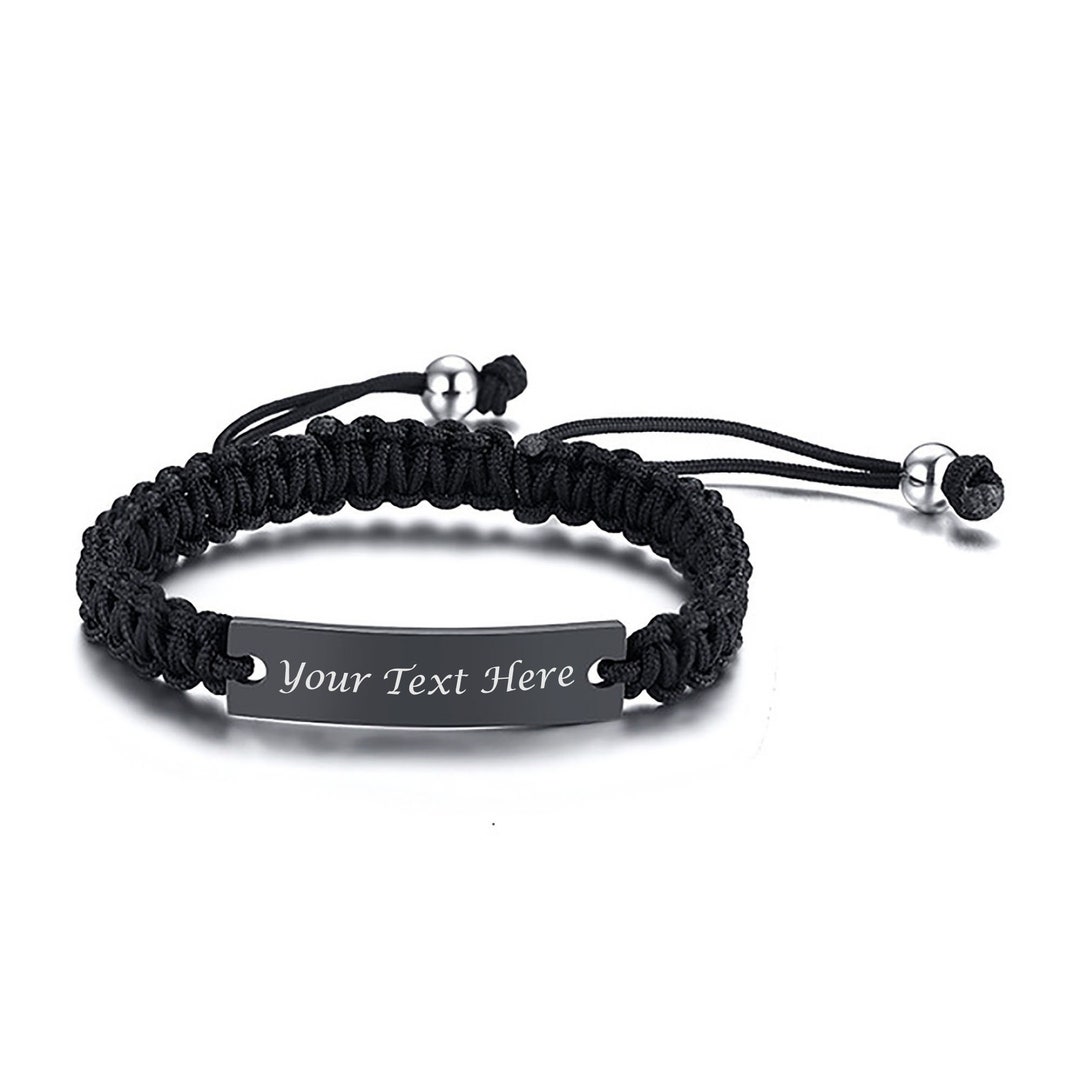 FREE Engraving Personalized Stainless Steel Braided Wristband Bracelet ...