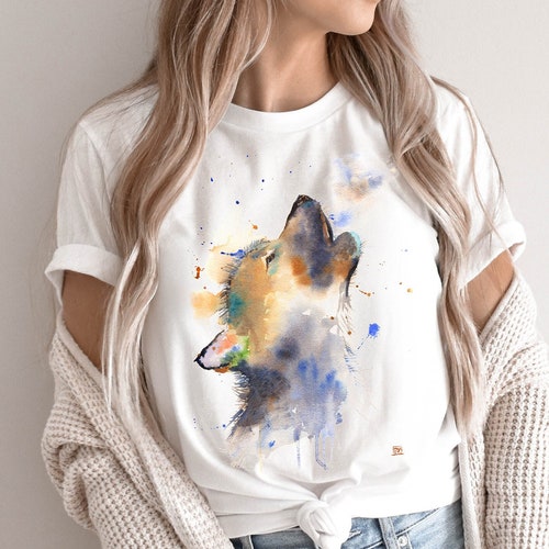 Wolf Shirt Howling Wolf Floral Wolf Wolf Lover Gift Animal - Etsy