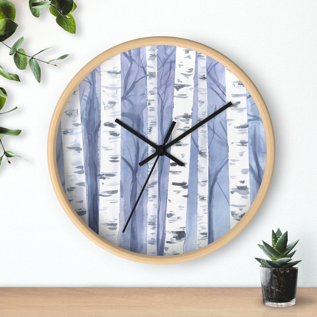 Watercolor Birch Trees Wall Clock , Forest Clock, Forest Wall Art ...