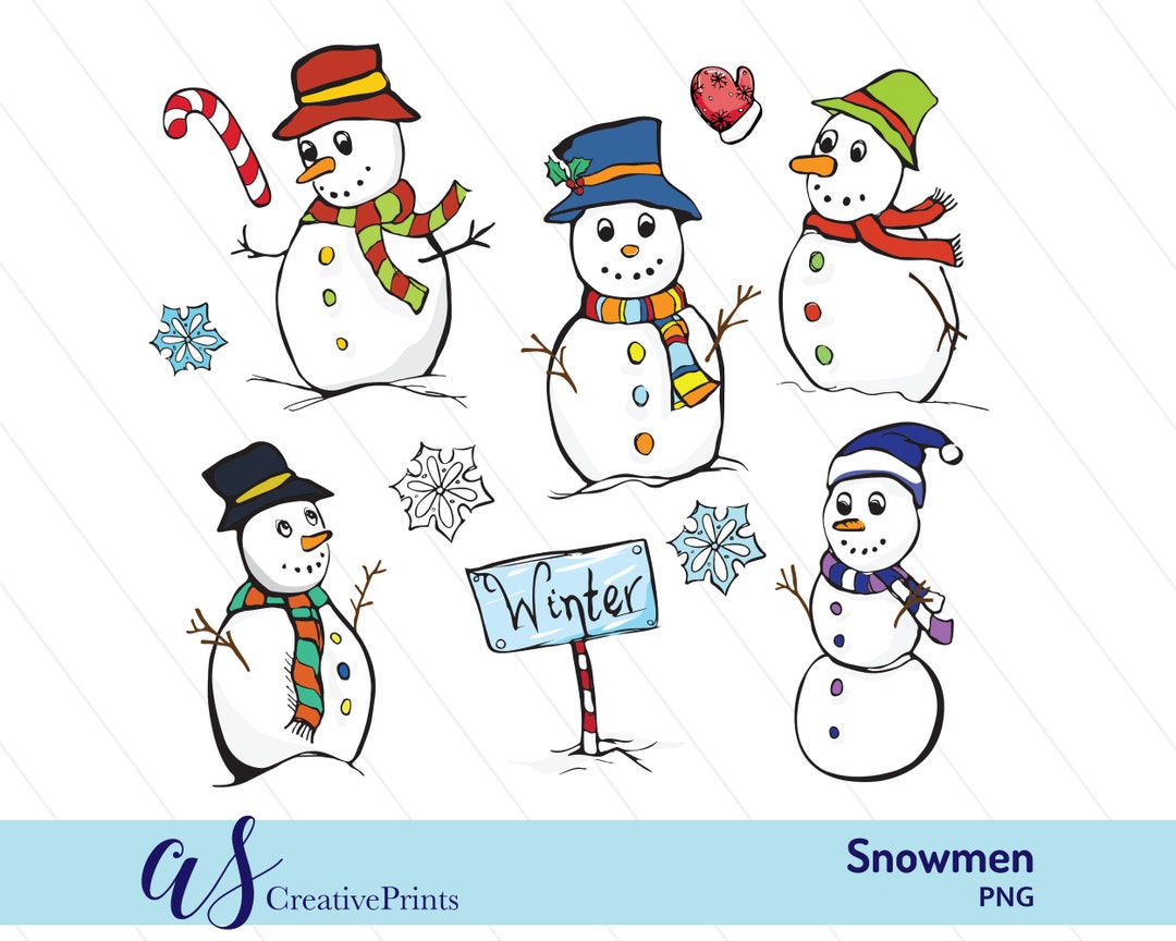 Snowmen | PNG | Winter, Digital Products, Digital Download, Commercial ...