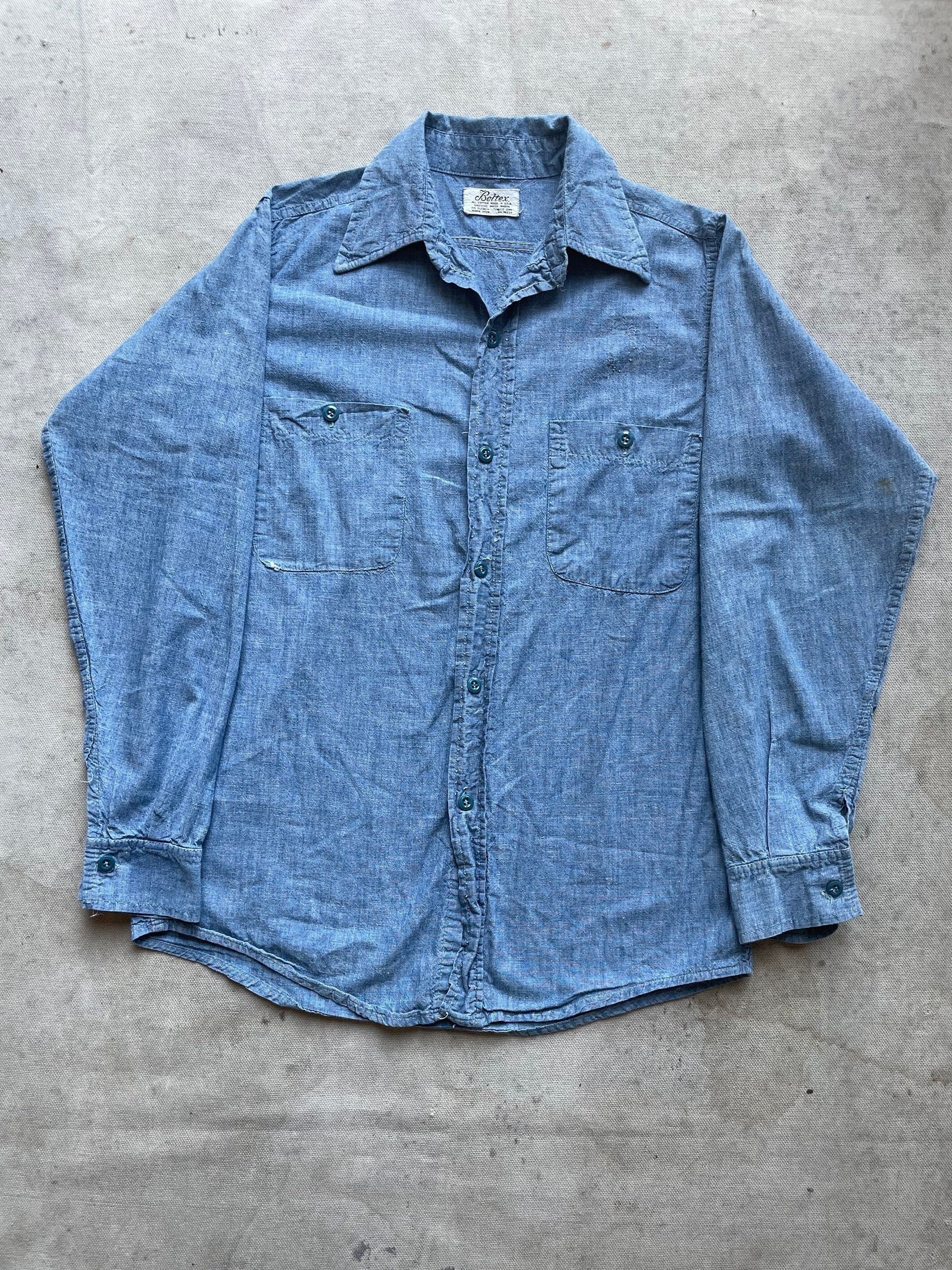 Vintage 1960's Beltex Chambray Work Shirt - Etsy Vintage 1960's Beltex Chambray Work Shirt - Etsy