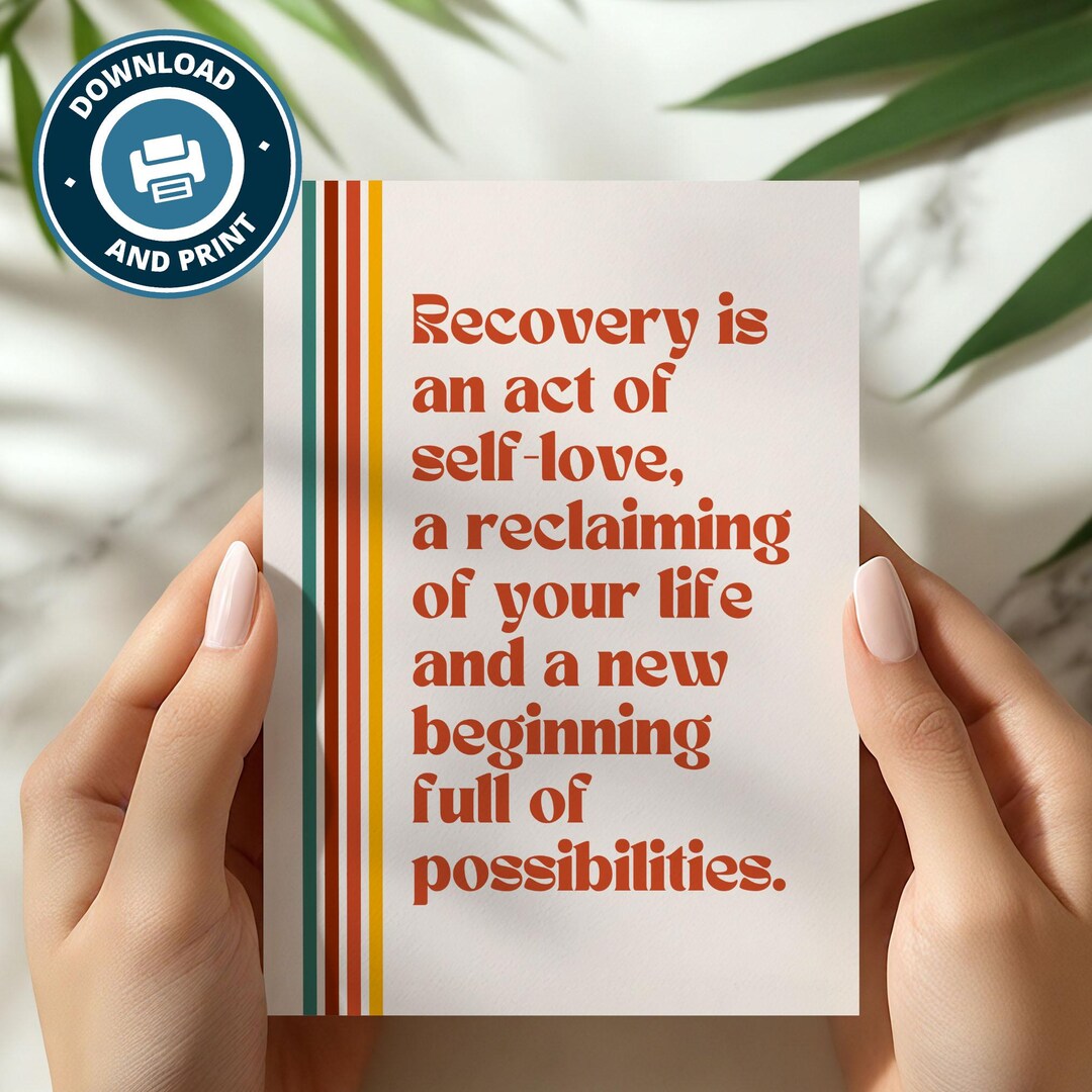 Self Love Recovery Card Printable | Sobriety Quote Gift | Digital ...