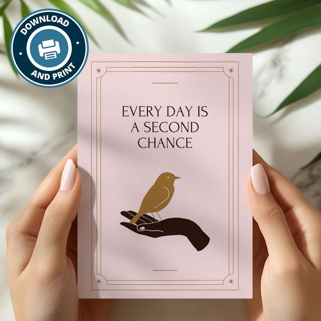 Second Chance Card | Printable Recovery Quote | Bird Freedom Design ...