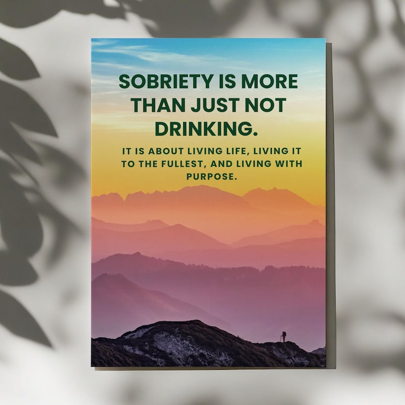 Sobriety Quote Card Printable | Recovery Mountain Sunrise | Digital ...