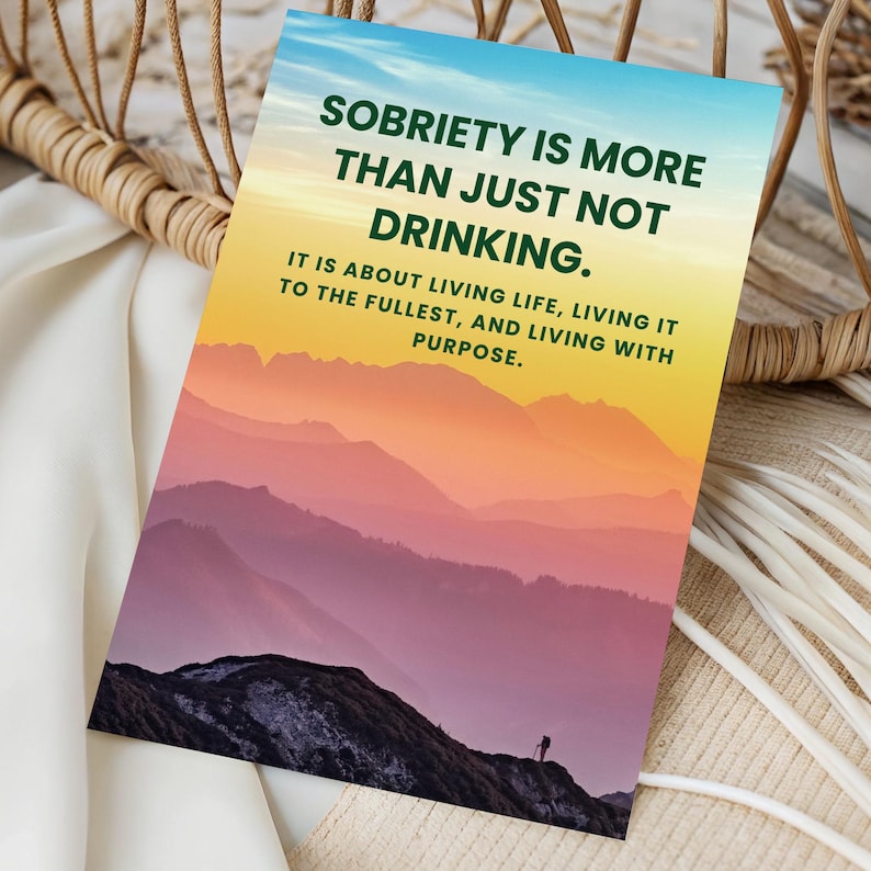 Sobriety Quote Card Printable | Recovery Mountain Sunrise | Digital ...