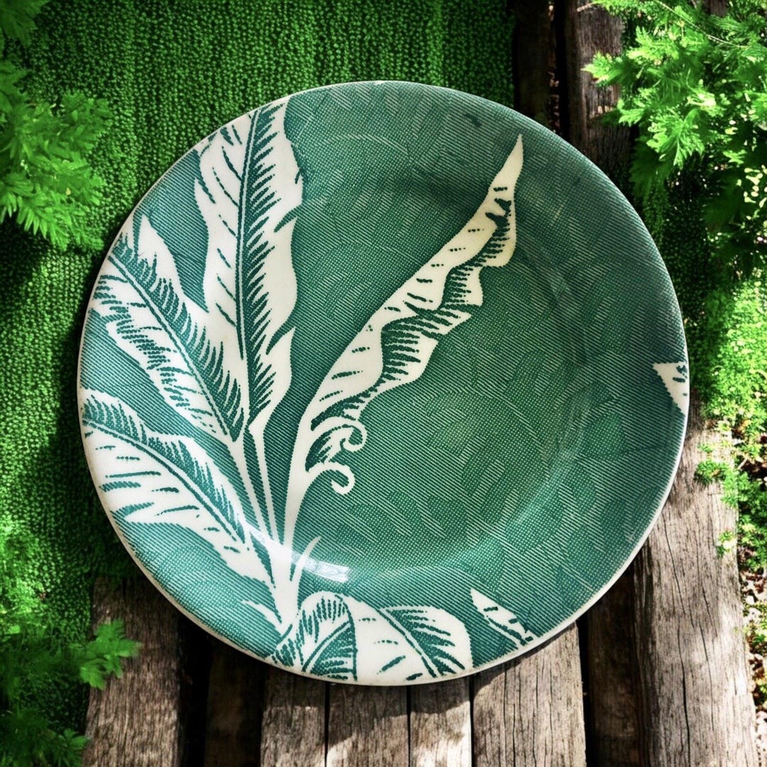 Tepco USA China Vintage Restaurant Ware Green Banana Leaf Bread Plate 6 ...