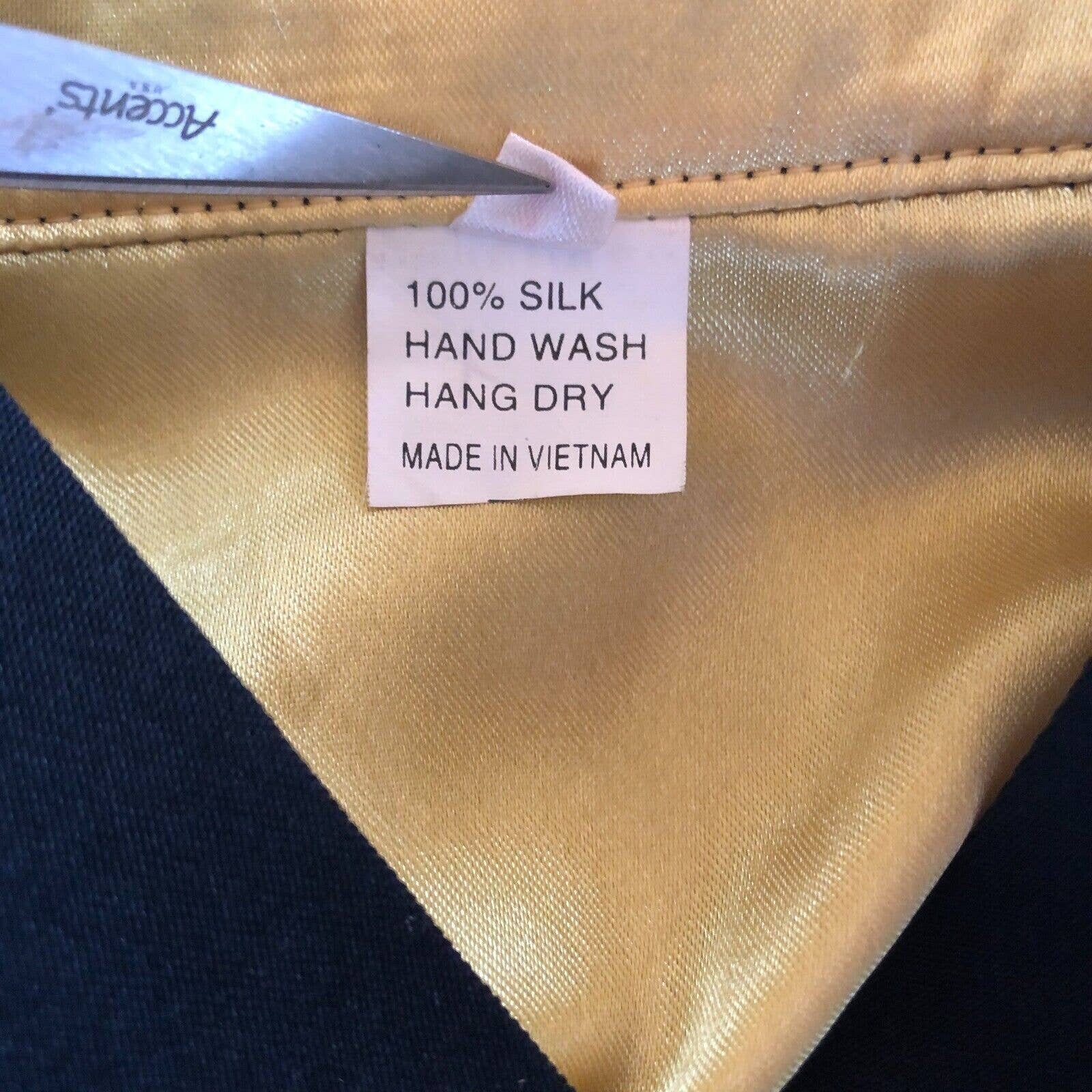 Asian Kimono Jacket Large Black Gold 100% Silk Embroidered Tiger Frog ...