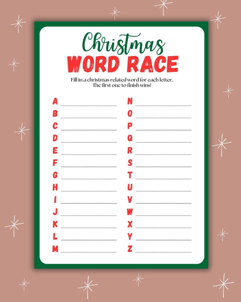 Word Race Christmas Game | Holiday Word Game | Christmas Party Game ...