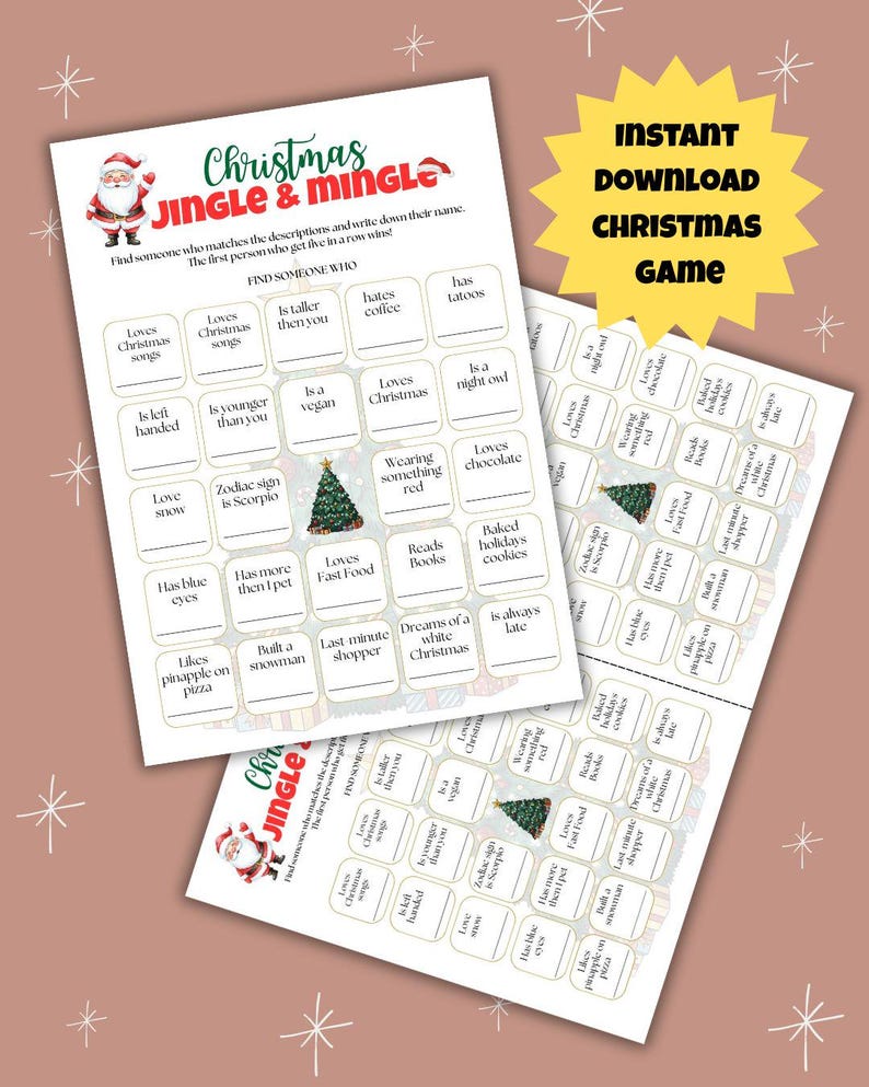 Jingle Mingle Christmas Game | Holiday Icebreaker Game | Christmas ...