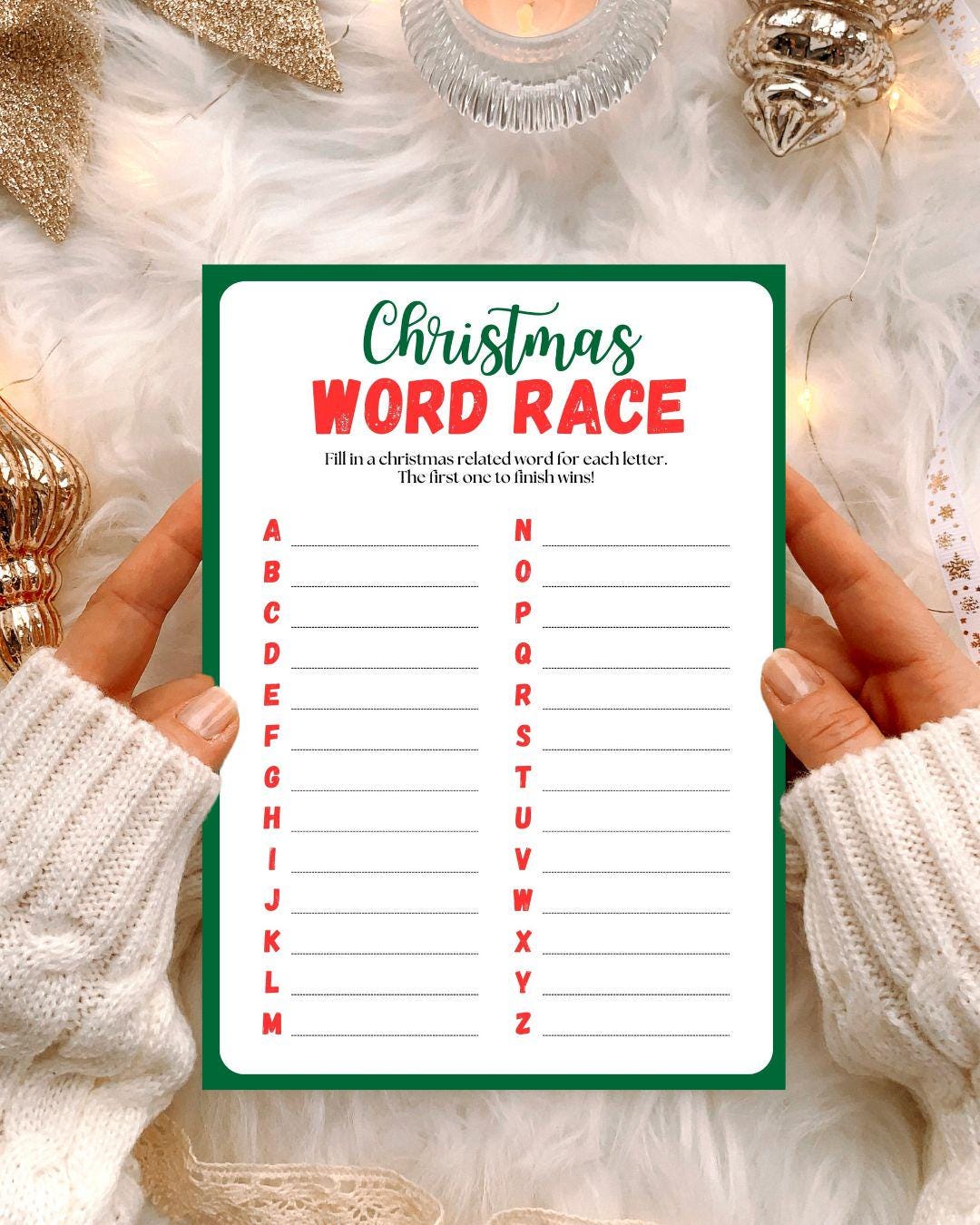 Word Race Christmas Game | Holiday Word Game | Christmas Party Game ...