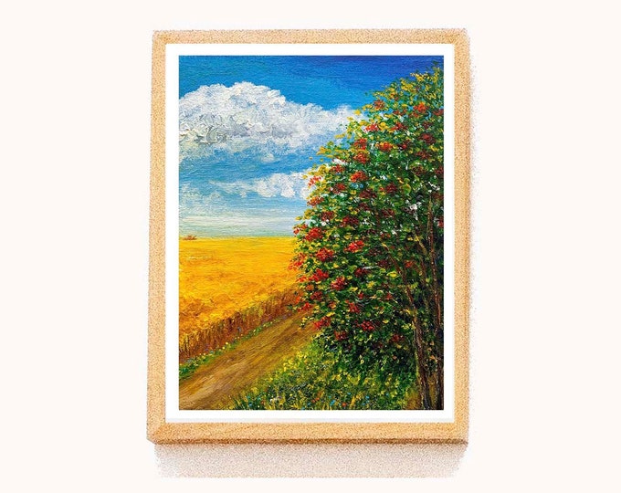 Ukrainian Red Viburnum Oil Original Painting Canvas Art Flowers 8 by 8 ...