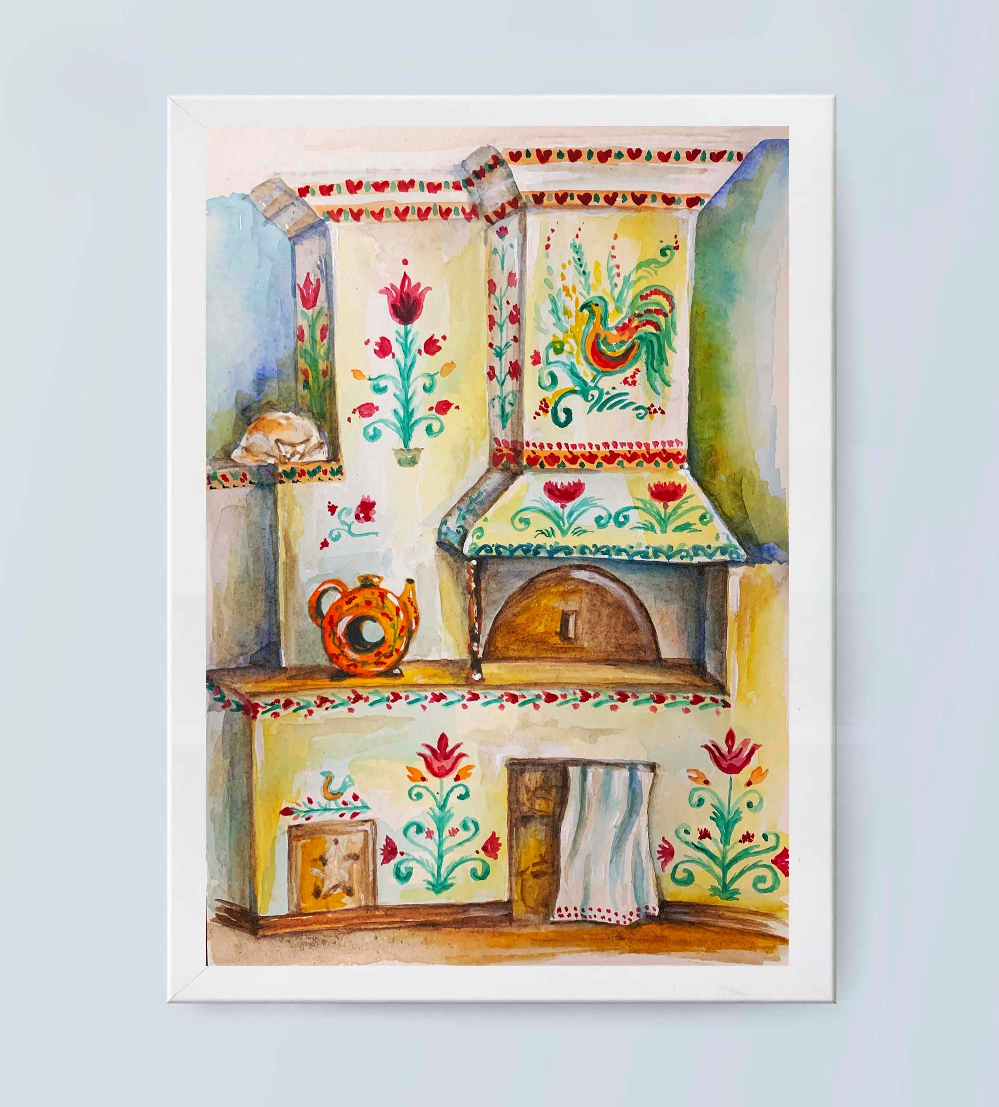 Ukrainian Home Watercolor Painting Original Art Ukrainian Pich - Etsy