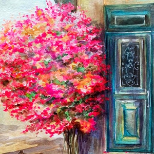 Spring Door Watercolor Painting Original Art 8 X 11 Street Sketch House ...