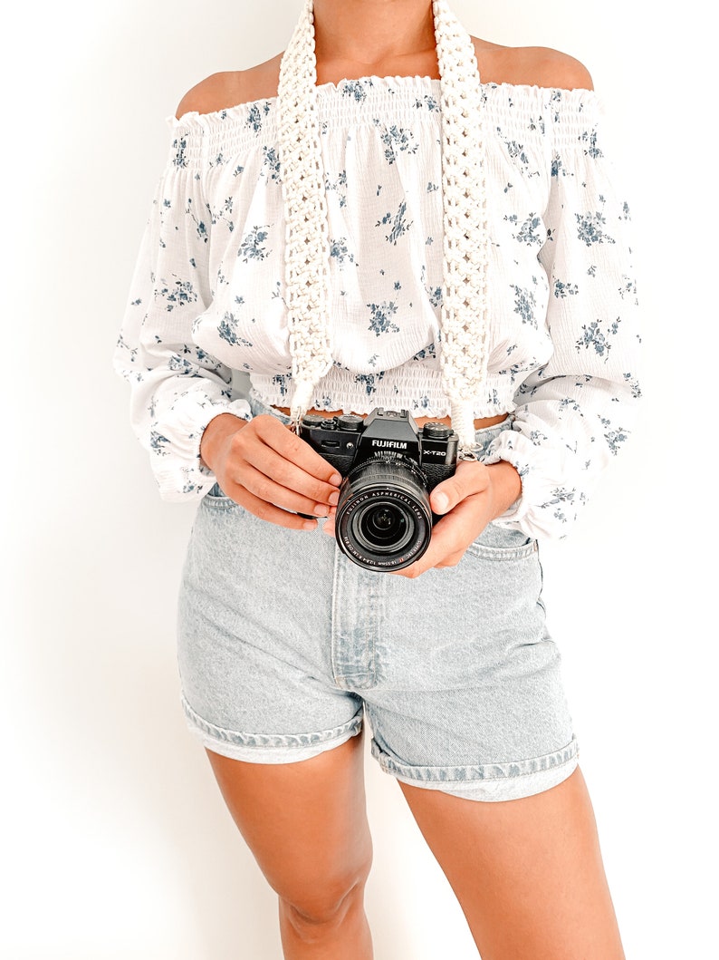 Macrame Camera Neck Strap on White Camera Shoulder Strap - Etsy