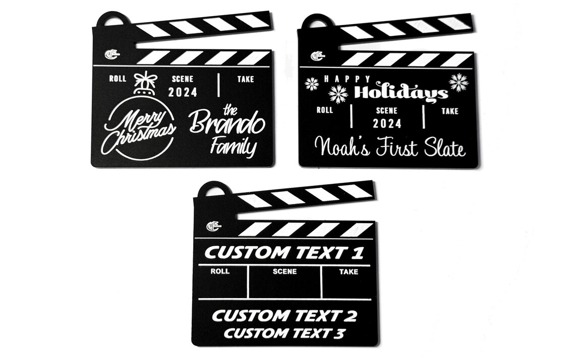 Custom Holiday Slate Ornament - Design a Clapperboard - Merry Christmas ...