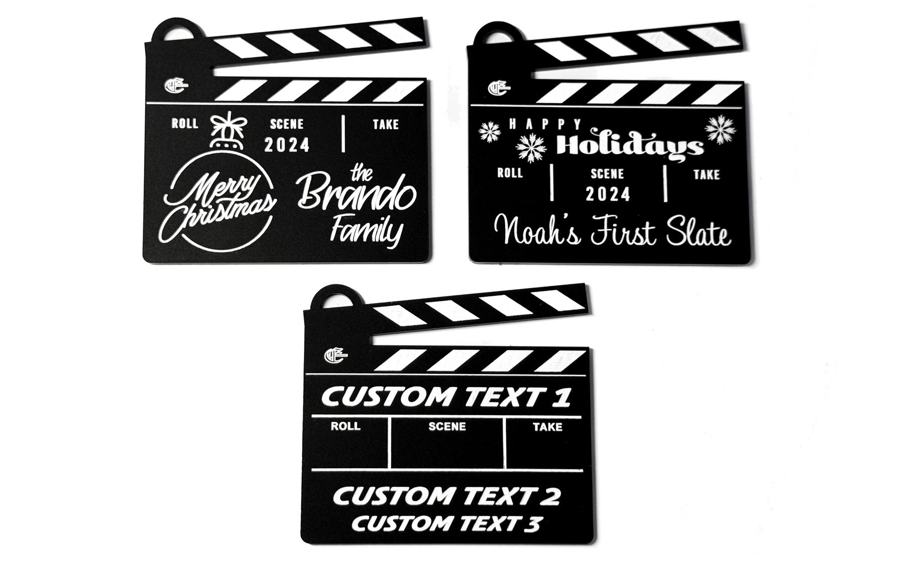 Custom Holiday Slate Ornament - Design a Clapperboard - Merry Christmas ...