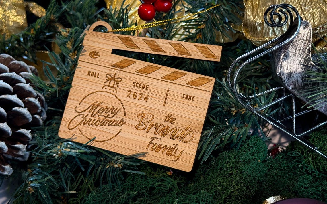 Custom Holiday Slate Ornament - Design a Clapperboard - Merry Christmas ...