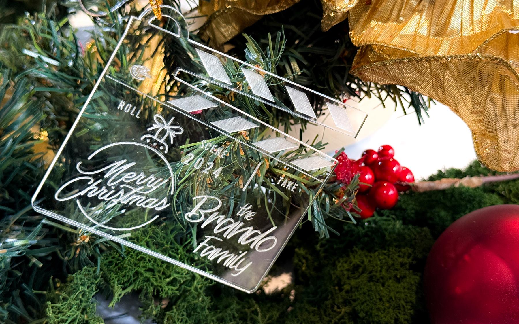 Custom Holiday Slate Ornament - Design a Clapperboard - Merry Christmas ...
