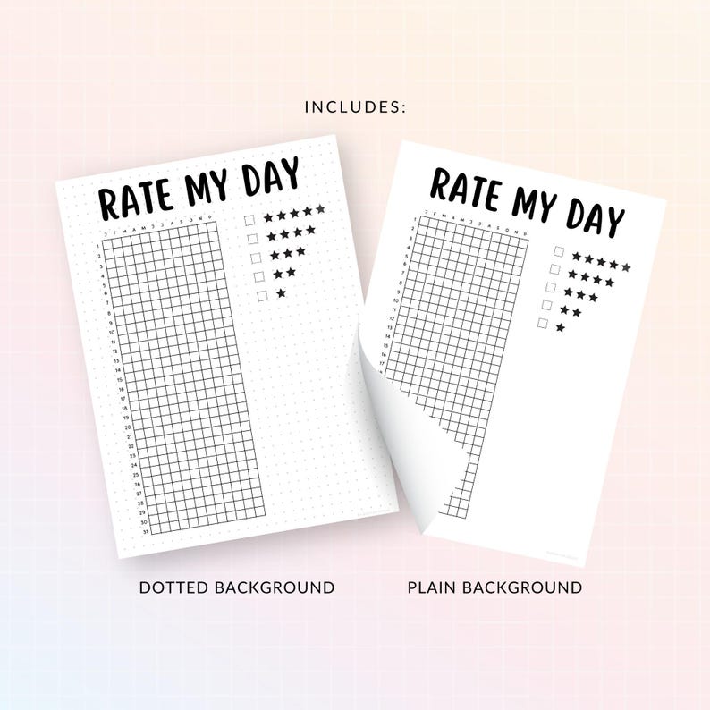 Rate My Day Printable, A5 Bullet Journal Planner Page, Minimalist ...