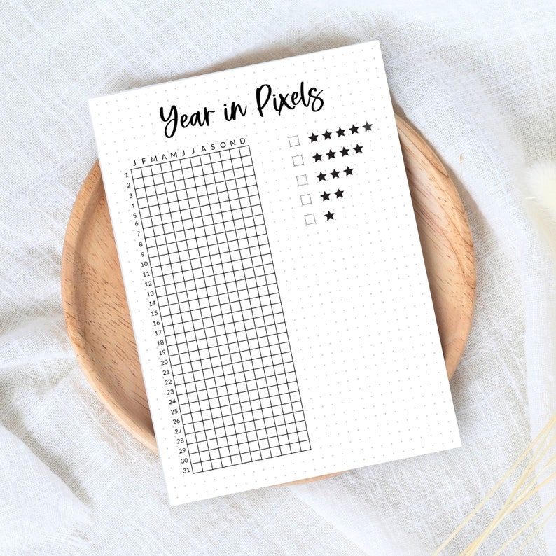 Printable Year in Pixels, A5 Bullet Journal Planner Page, Printable ...