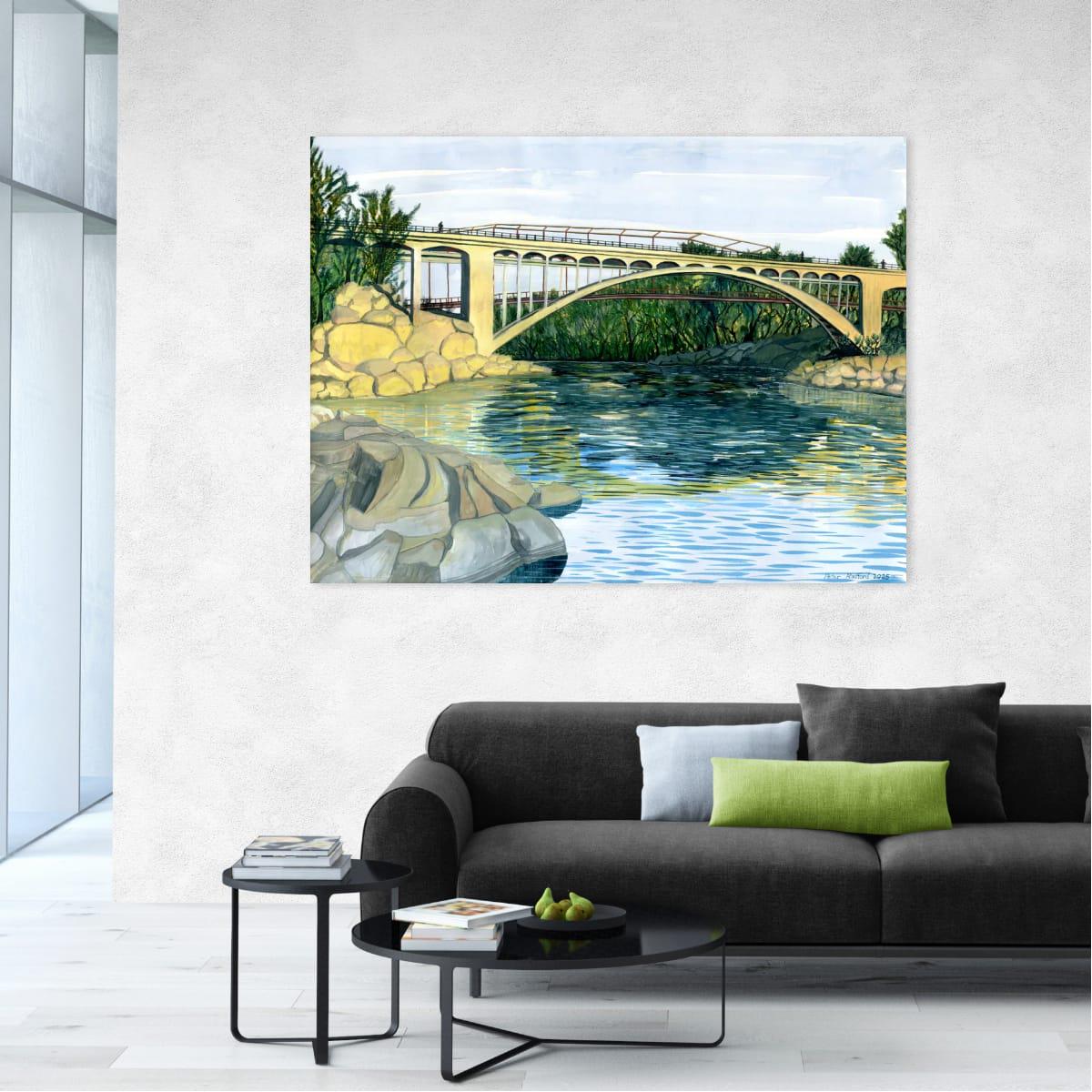 Folsom Rainbow Bridge Watercolor Canvas Art: Sacramento Landmark - Etsy