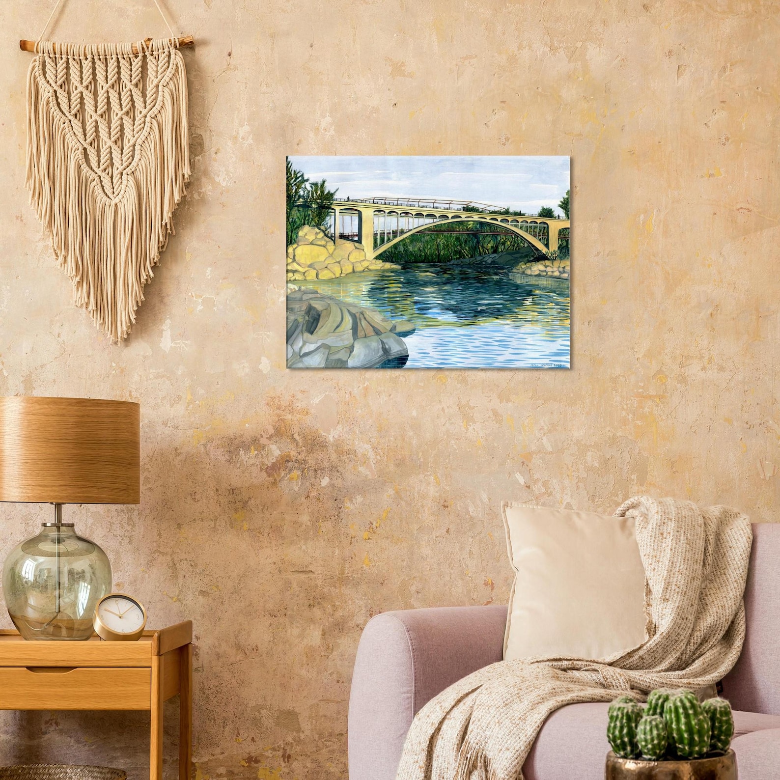 Folsom Rainbow Bridge Canvas, Sacramento River Art, California Bridge ...