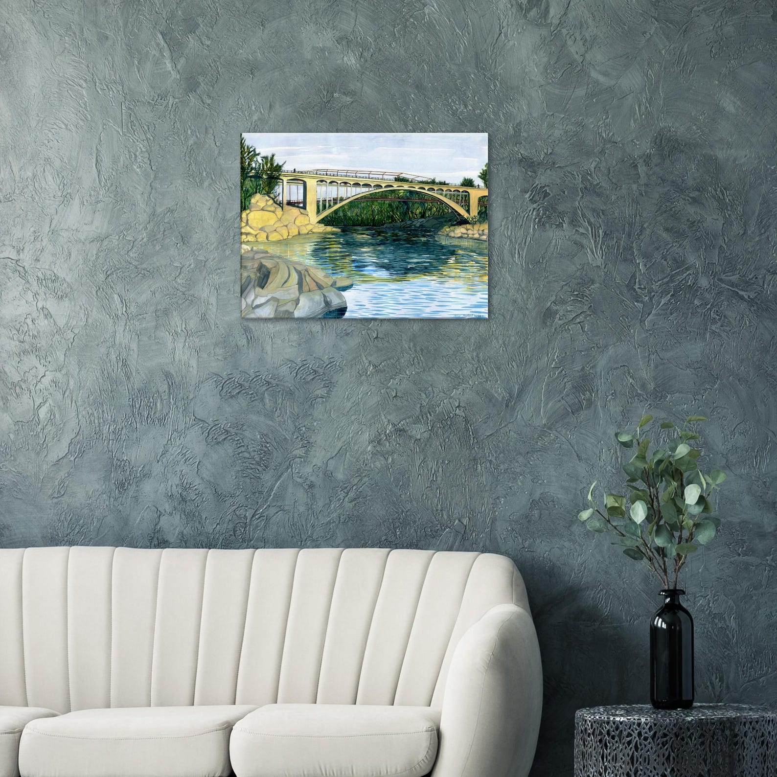 Folsom Rainbow Bridge Canvas, Sacramento River Art, California Bridge ...