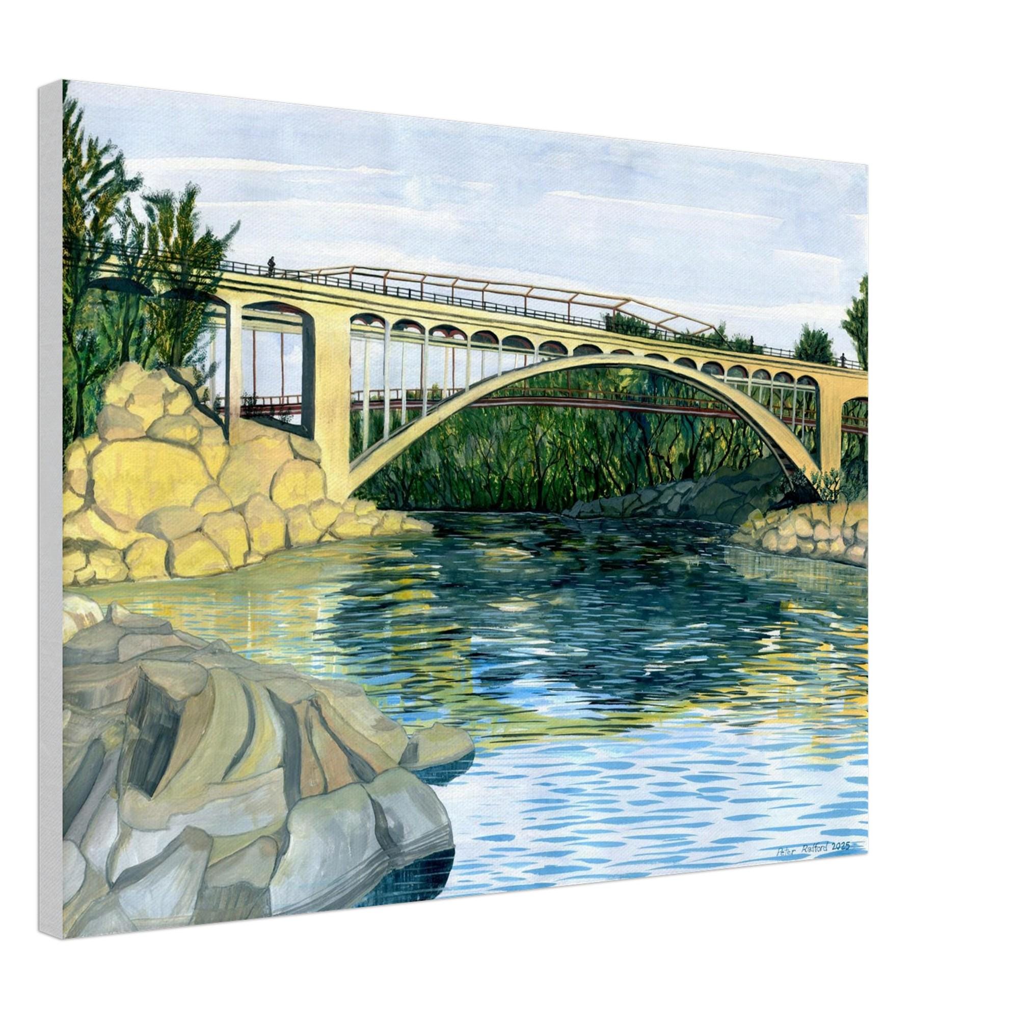 Folsom Rainbow Bridge Watercolor Canvas Art: Sacramento Landmark - Etsy
