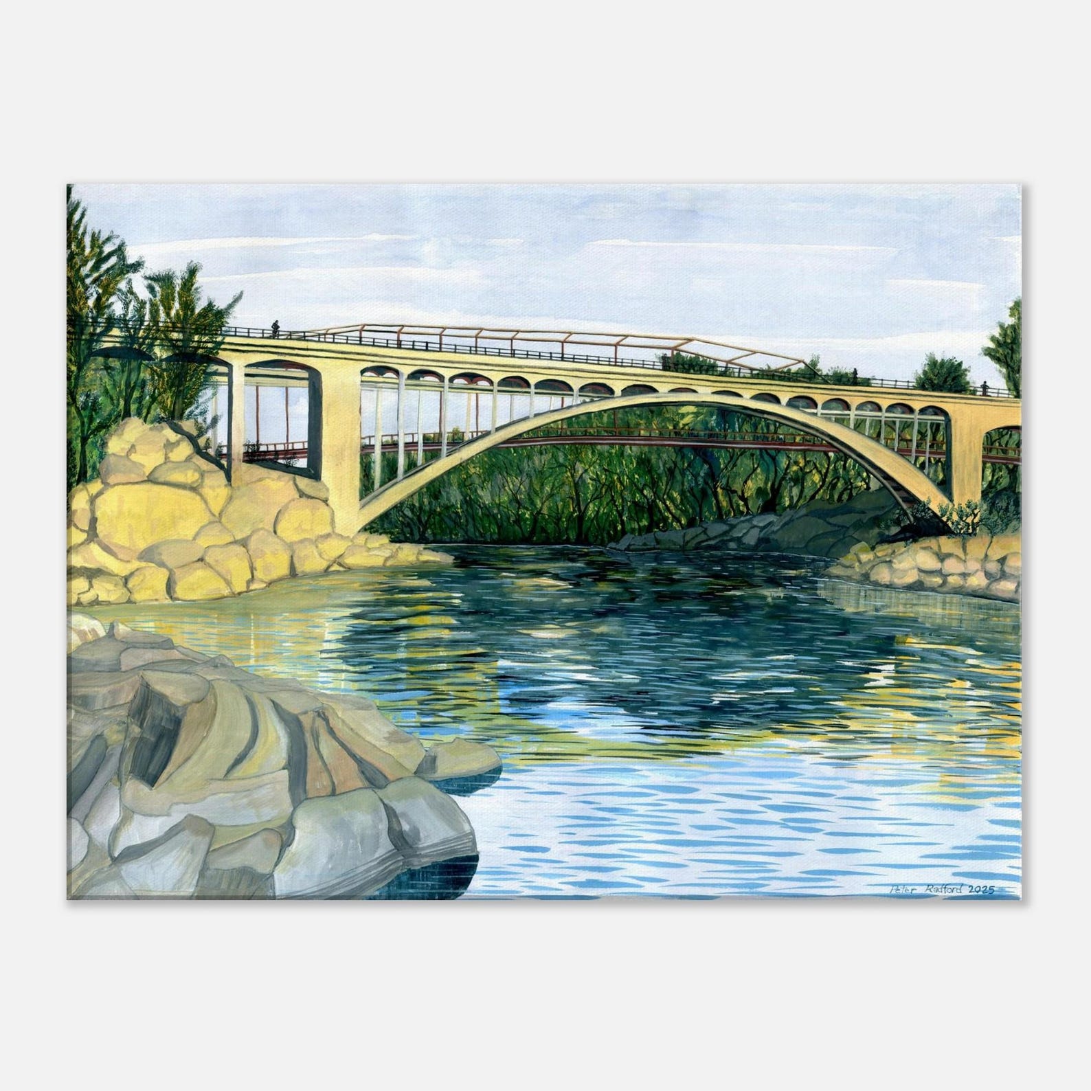 Folsom Rainbow Bridge Canvas, Sacramento River Art, California Bridge ...