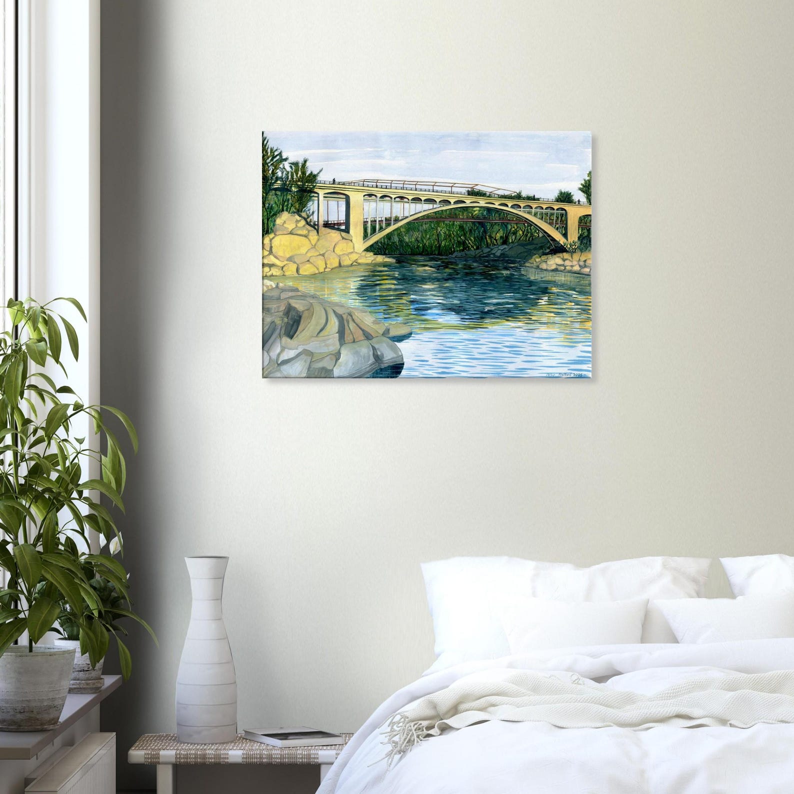 Folsom Rainbow Bridge Canvas, Sacramento River Art, California Bridge ...