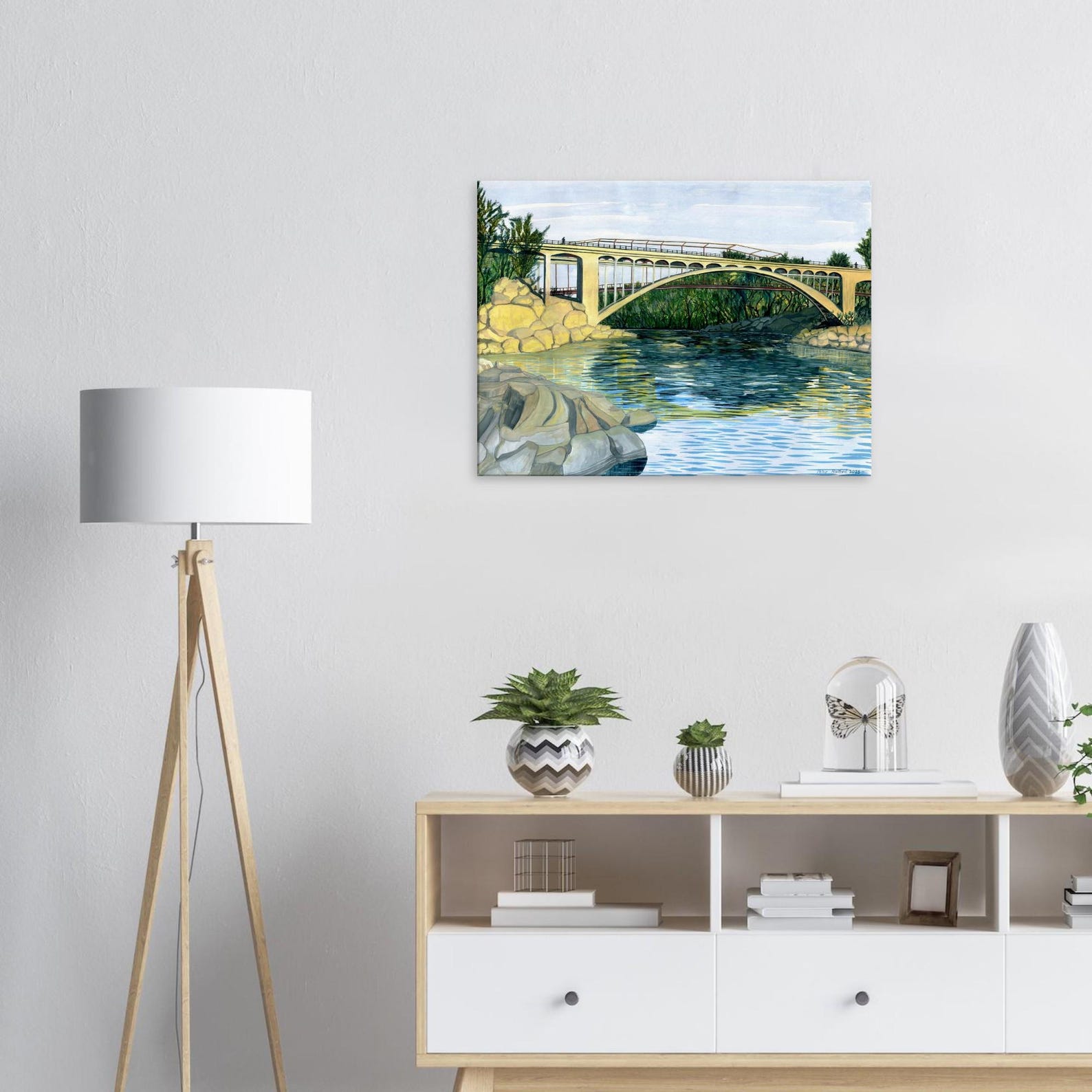 Folsom Rainbow Bridge Canvas, Sacramento River Art, California Bridge ...