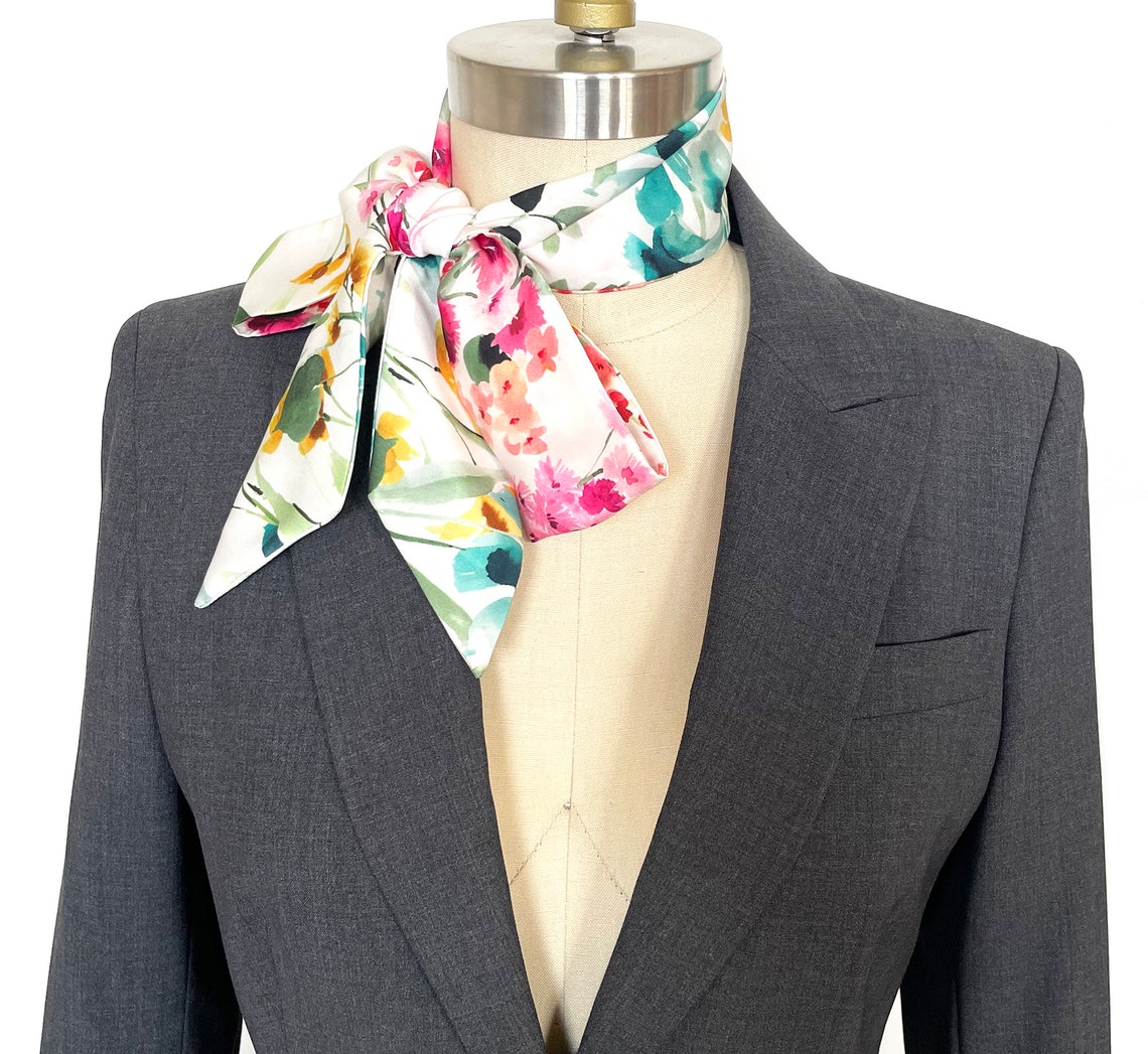 Japanese Floral Long Skinny Scarf Neck Bow Neck Tie and Hair - Etsy