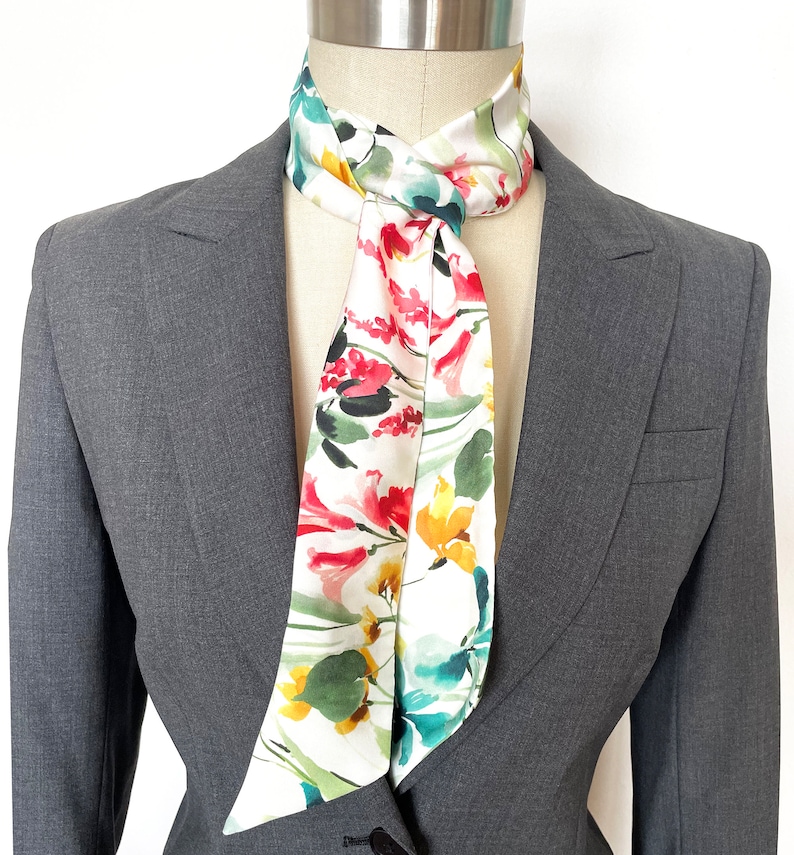 Japanese Floral Long Skinny Scarf Neck Bow Neck Tie and Hair - Etsy