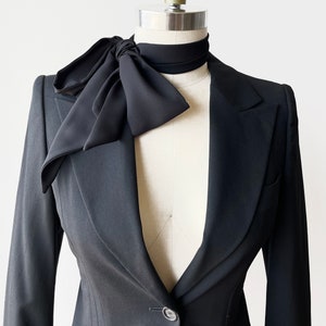 Black Long Skinny Scarf, Neck Bow, Neck Tie and Hair Tie - Etsy