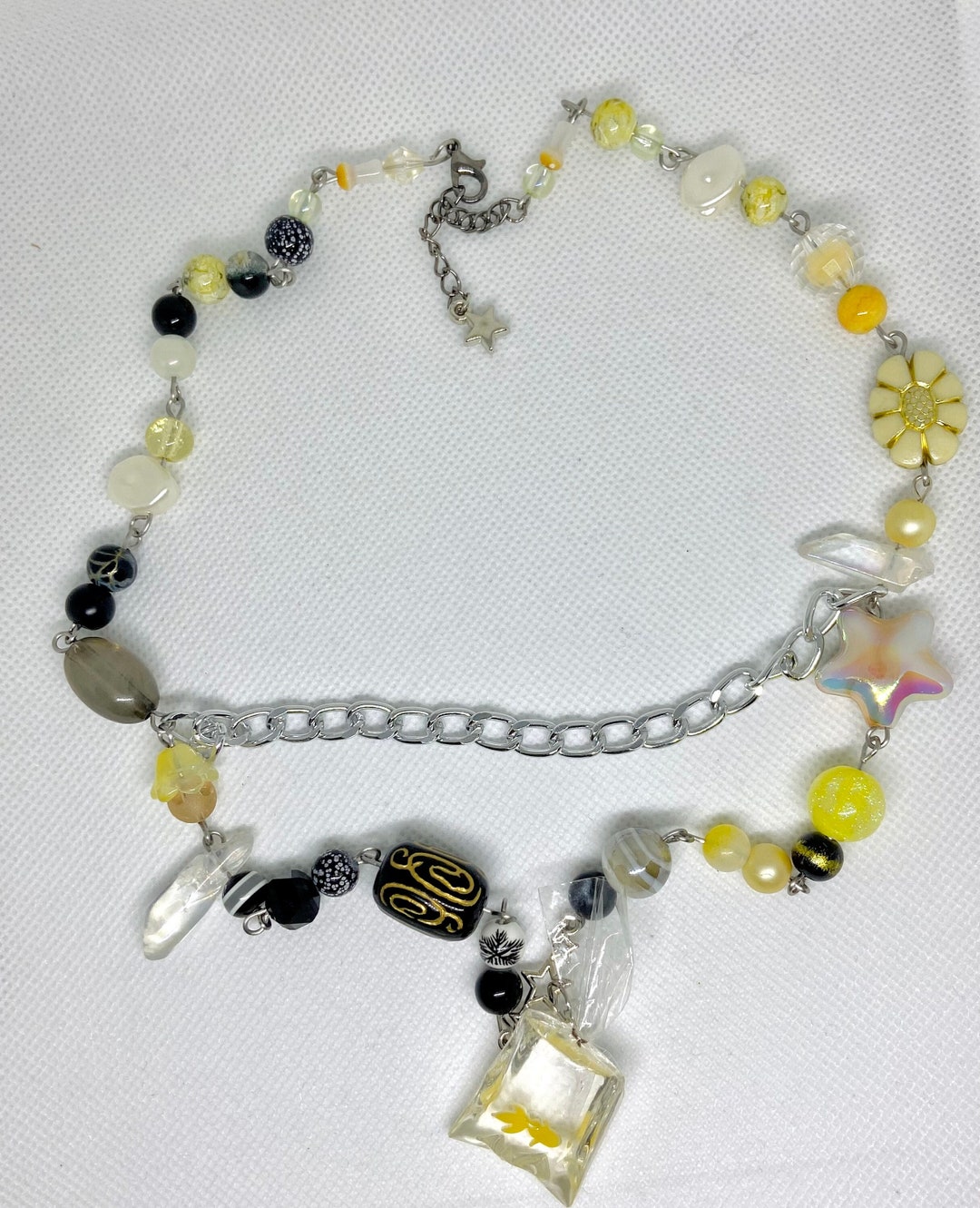 Yellow Fish Necklace, Beaded Necklace, Seacore, Ocean Aesthetic - Etsy