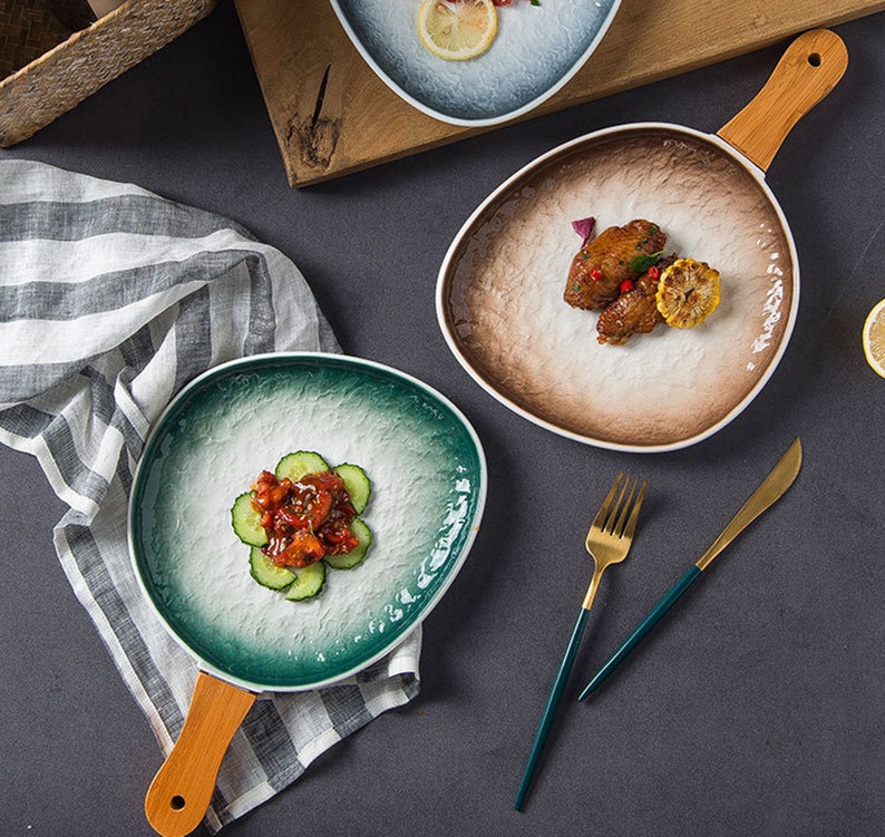 3 colors bake plate with handlesteak platedinner | Etsy