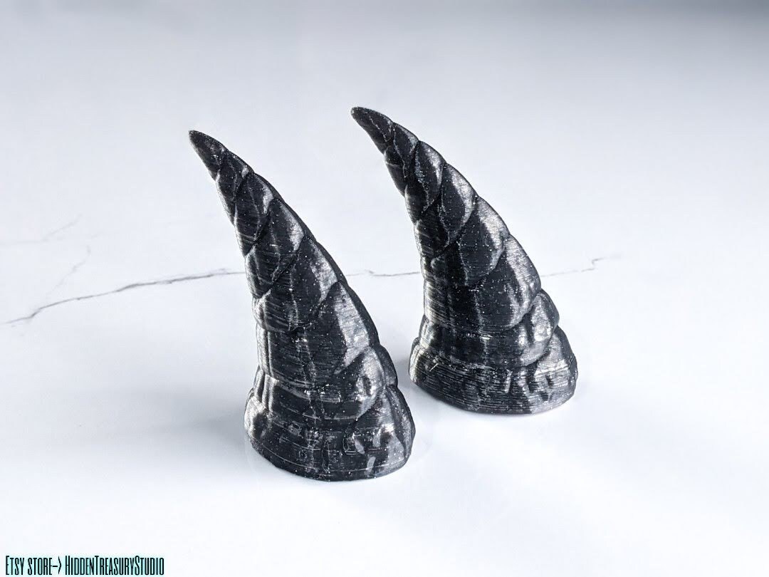 Black Glitter Small Dragon Horns Pair For Cosplay Or Fursuit Etsy