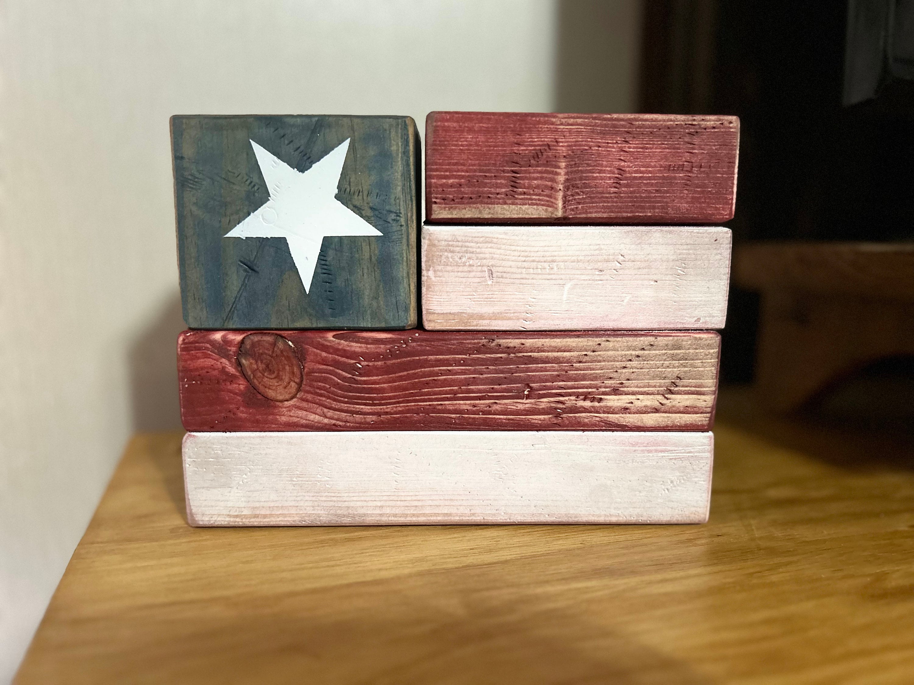 Rustic, Distressed American Flag Blocks, 4th of July, Patriotic ...