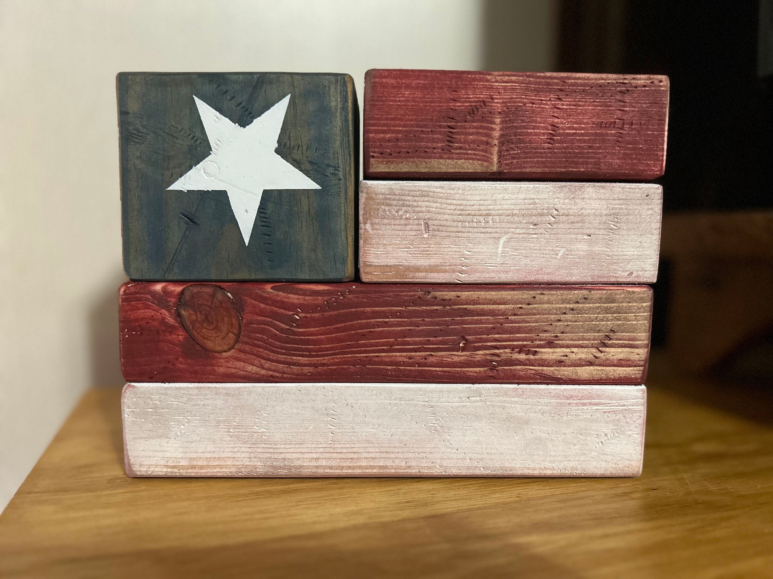 Rustic, Distressed American Flag Blocks, 4th of July, Patriotic ...