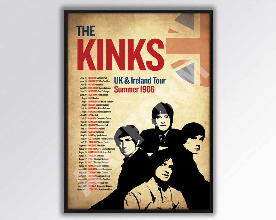 THE KINKS REIMAGINED 1966 Tour Poster A3 Size. - Etsy