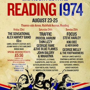 READING FESTIVAL 1974 REIMAGINED A3 Size Poster. Classic Rock. - Etsy