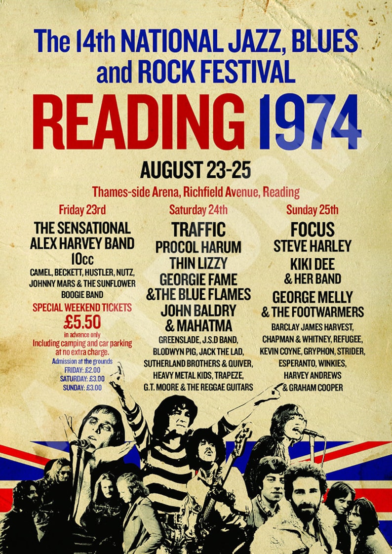 READING FESTIVAL 1974 REIMAGINED A3 Size Poster. - Etsy