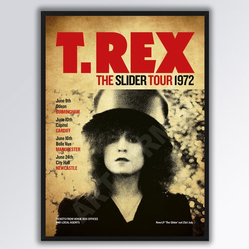T.rex Marc Bolan Reimagined THE SLIDER 1972 UK Tour Poster A3 - Etsy UK