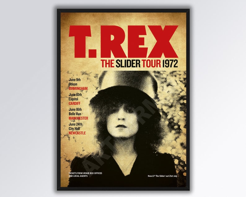 T.rex Marc Bolan Reimagined THE SLIDER 1972 UK Tour Poster A3 - Etsy