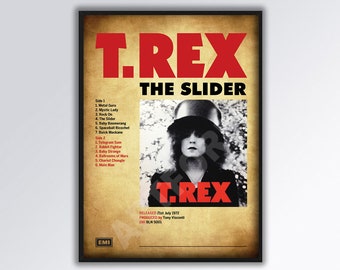 T.rex Marc Bolan Reimagined THE SLIDER 1972 UK Tour Poster A3 | Etsy