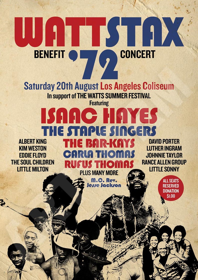 WATTSTAX Concert 1972 REIMAGINED Poster A3 Size. Soul Music Art Print ...