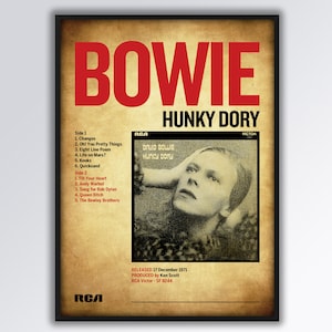 DAVID BOWIE Hunky Dory Album A3 Poster/print - Etsy Canada